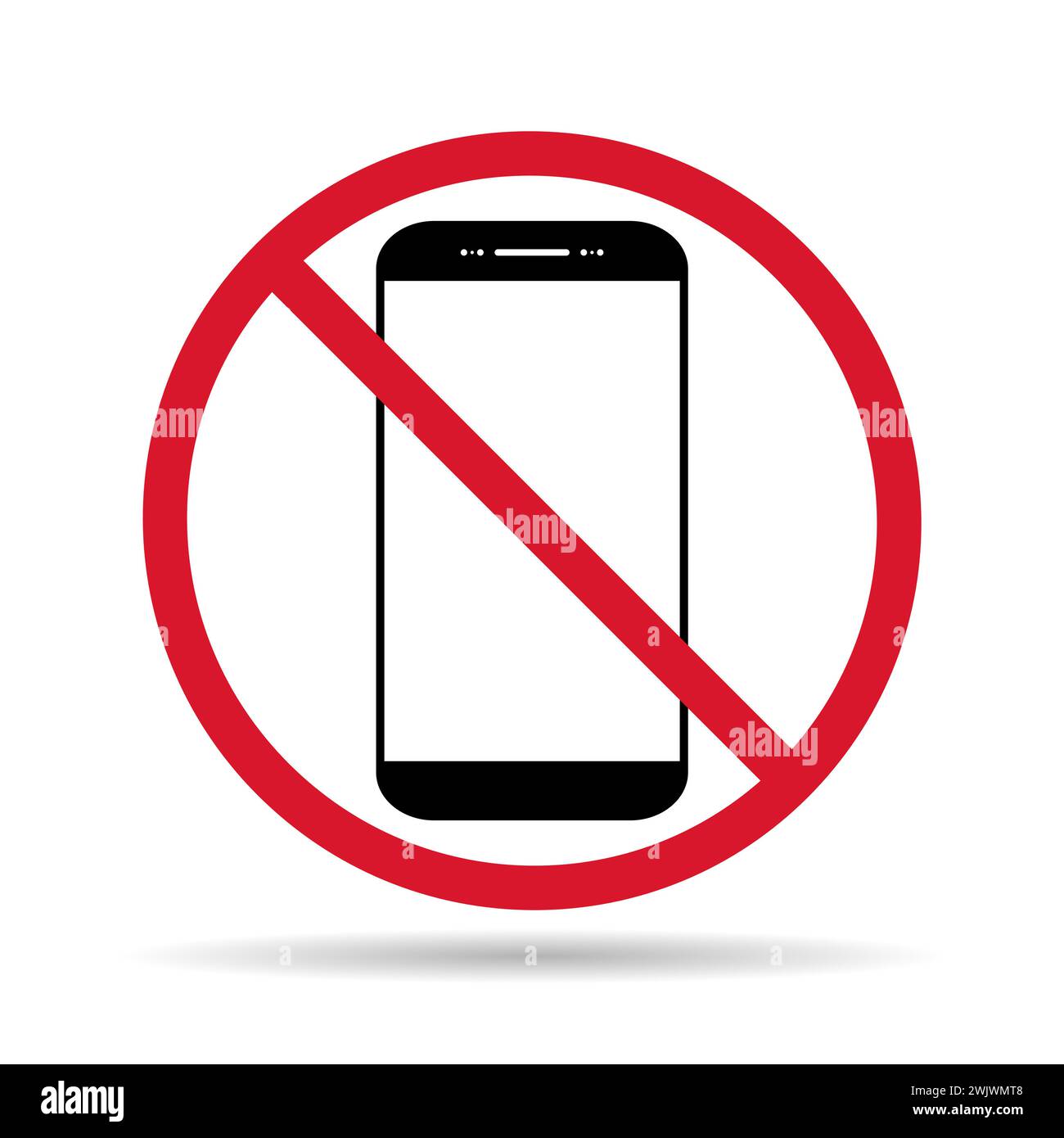 Mobile forbidden shadow icon, no use phone sign, ban smartphone label ...