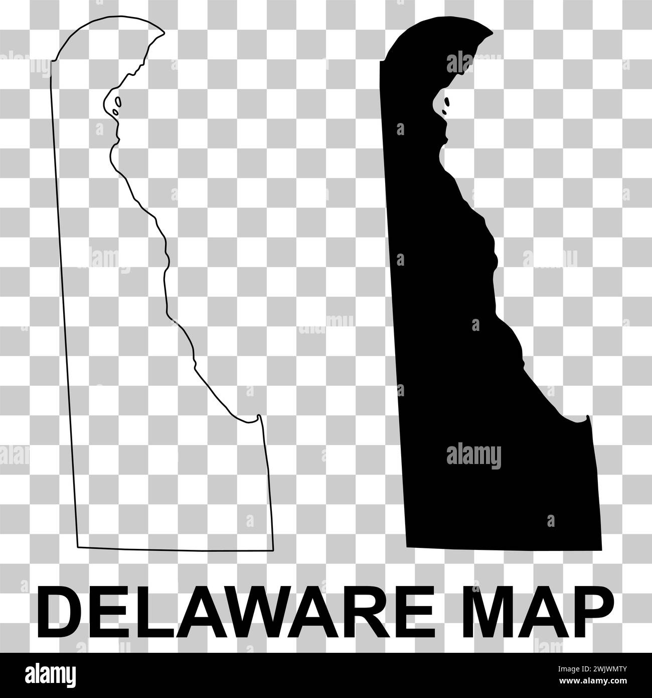 Set of Delaware map, united states of america. Flat concept icon vector ...