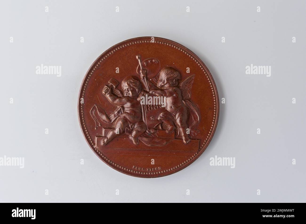 Carnavalet museum, medal collection Right two children personifying ...
