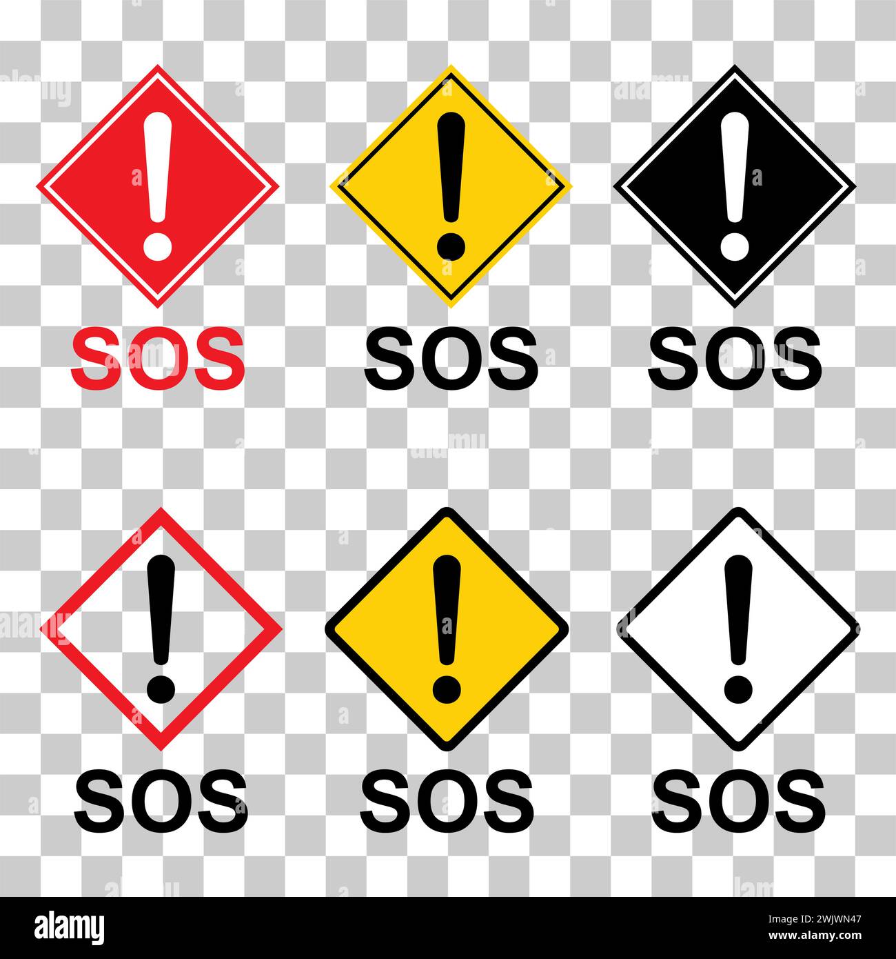 Set of SOS help icon, safety support alert design, save vector ...