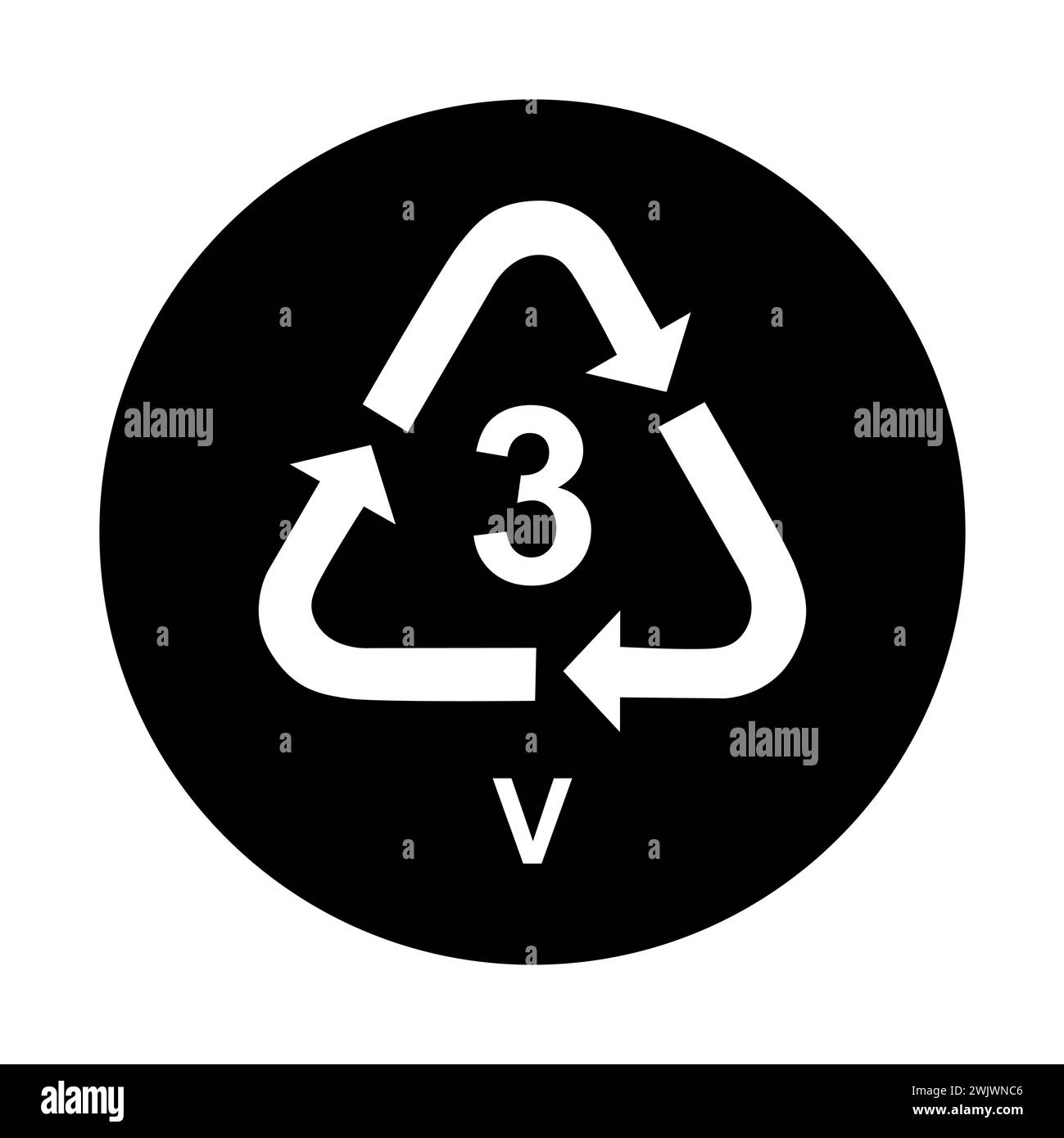 Plastic symbol, ecology recycling sign isolated on white background ...