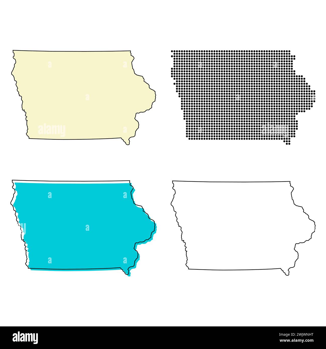 Set of Iowa map, united states of america. Flat concept icon vector ...