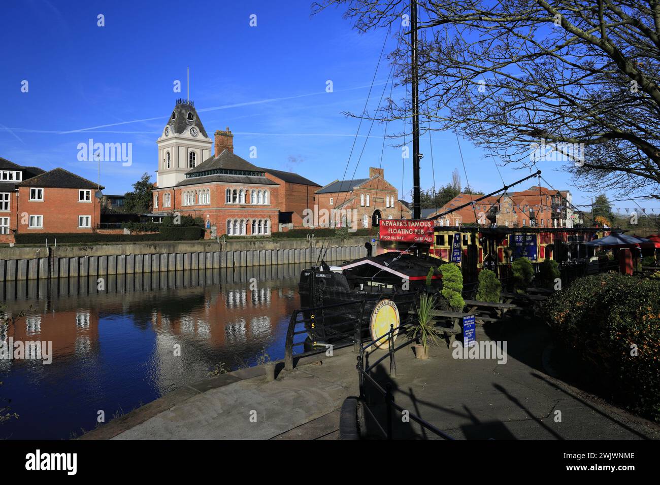 View over Newark Wharf, river Trent, Newark on Trent, Nottinghamshire ...