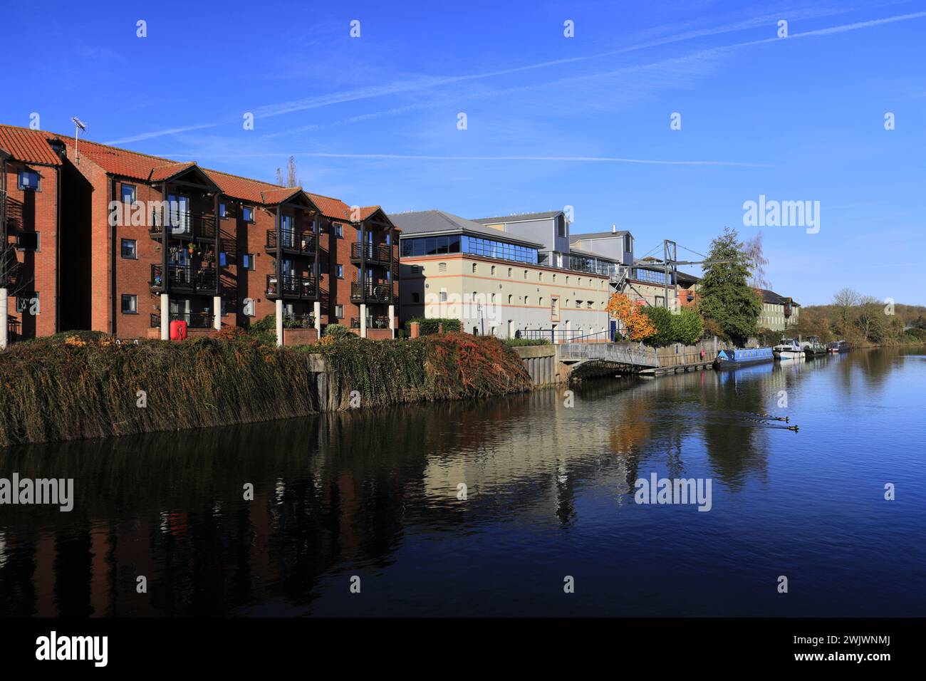 View over Newark Wharf, river Trent, Newark on Trent, Nottinghamshire ...