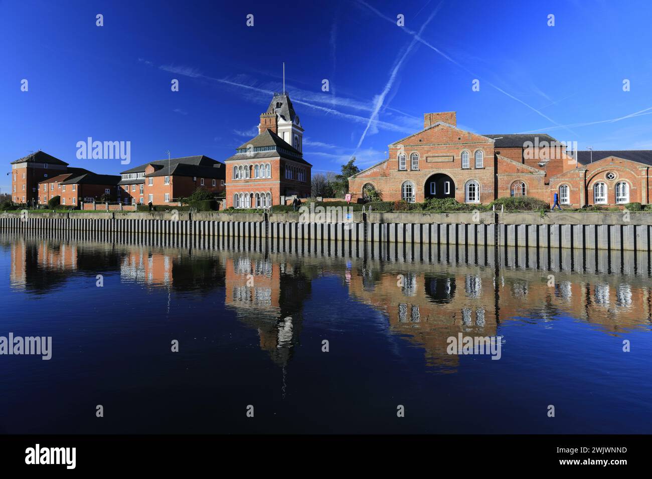 View over Newark Wharf, river Trent, Newark on Trent, Nottinghamshire ...