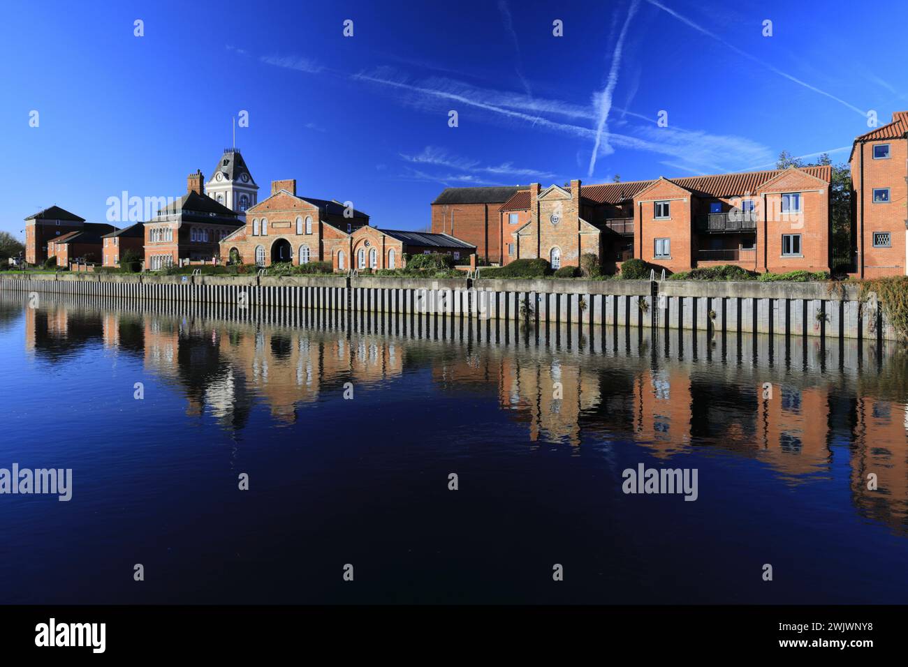 View over Newark Wharf, river Trent, Newark on Trent, Nottinghamshire ...