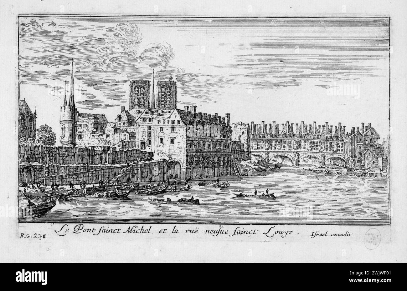 Israel Silvestre and Israel Henriet. "Le Pont Saint-Michel and rue ...