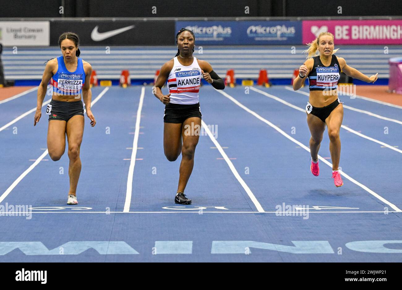 Birmingham, UK. 17th Feb, 2024. PERRUZZA-POWELL Trinity, AKANDE Mabel ...