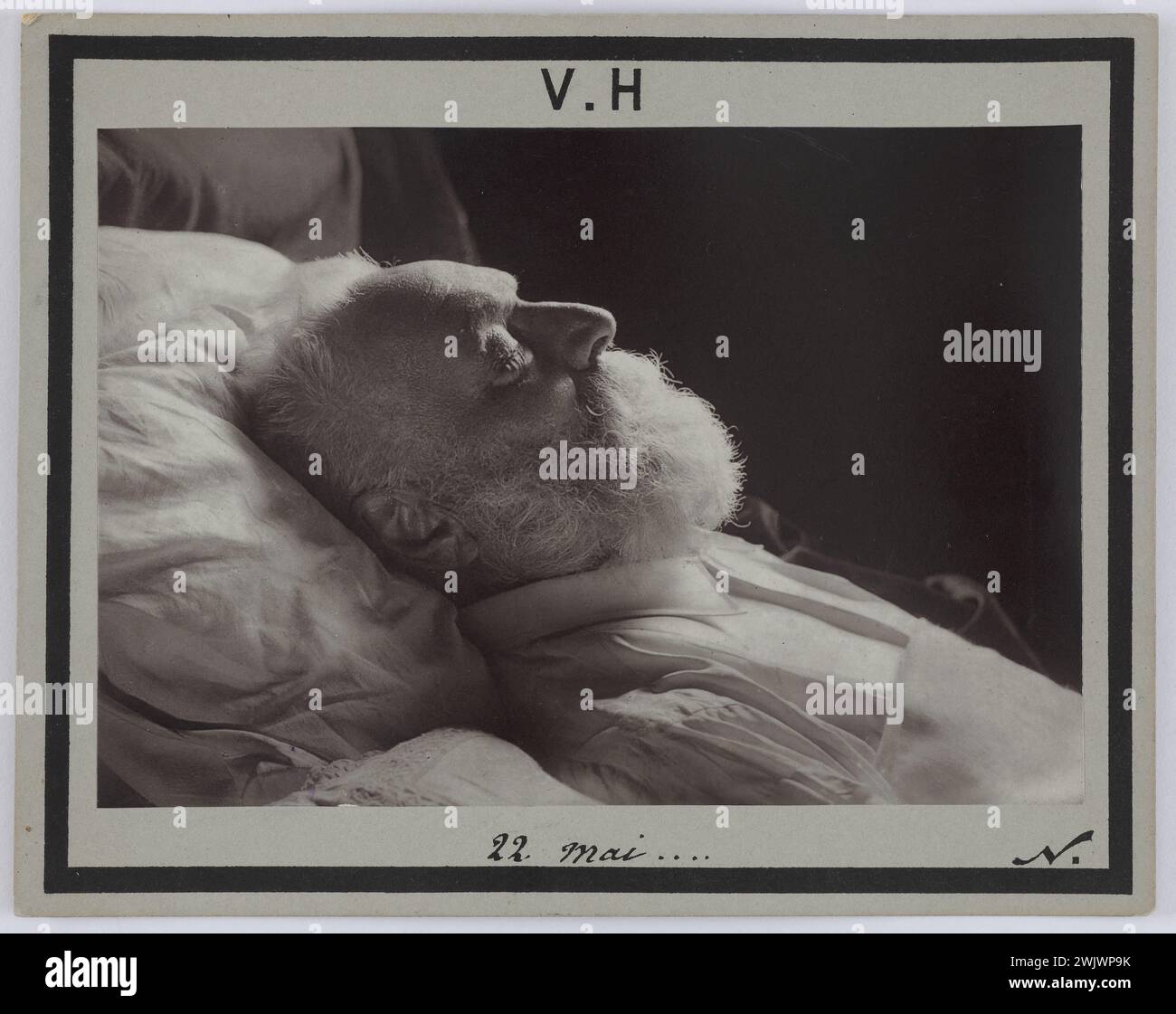 Victor Hugo on his deathbed, right profile. May 22, 1885. Photograph by ...