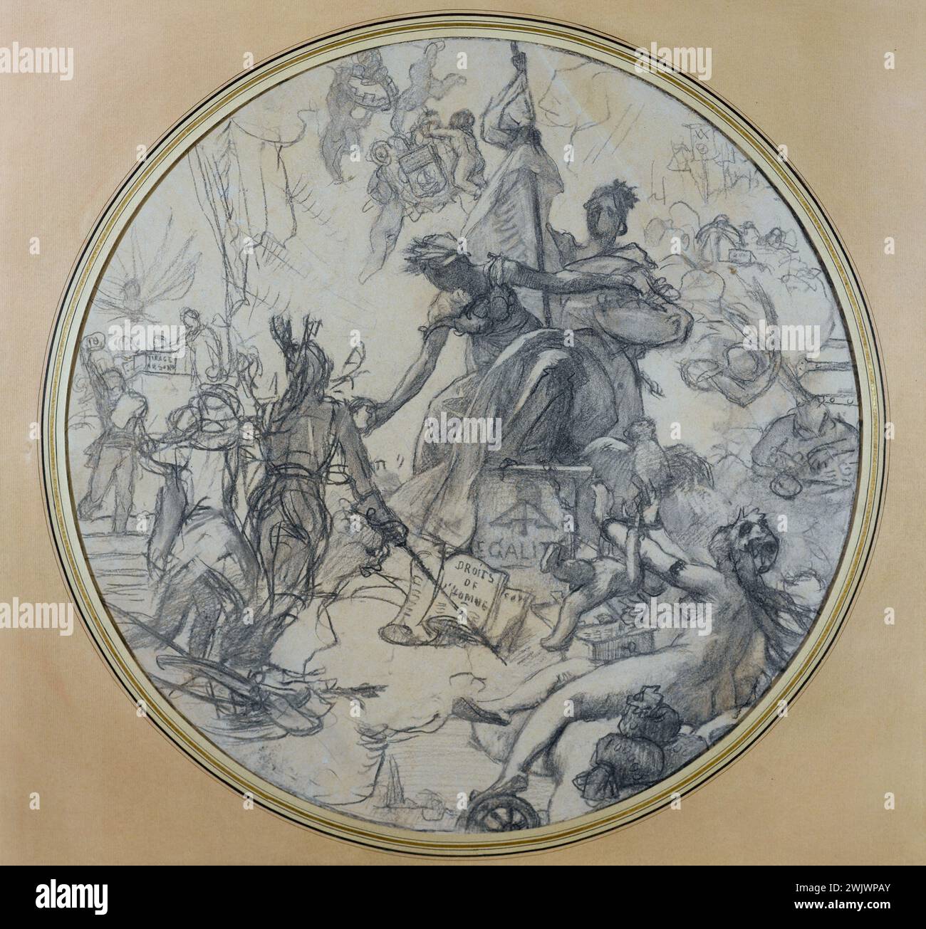 Gabriel Ferrier (1847-1914). "Equality, sketch for the ceiling of the ...