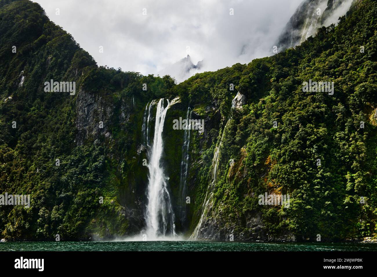 Waterfalls in Milford Sound / Piopiotahi, South Island, New Zealand ...