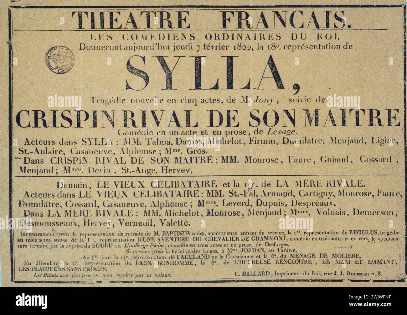 Christophe-Jean-François Ballard (1772-1825). "French theater, the ...