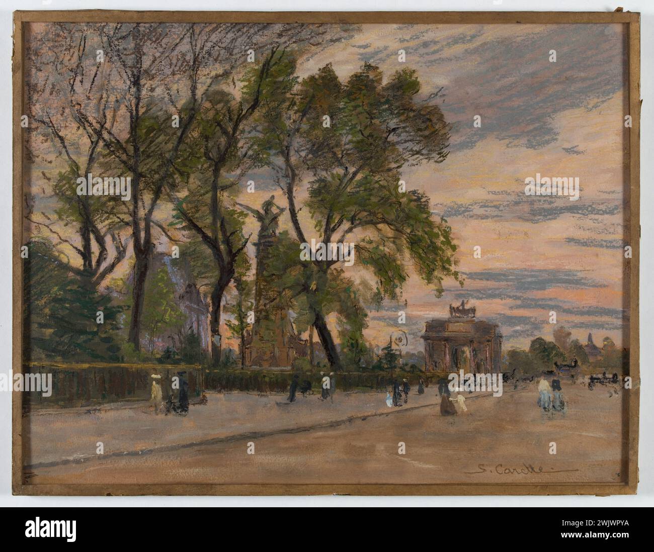 Georges Carette (born in 1854). "The carousel". Colored pencil drawing ...