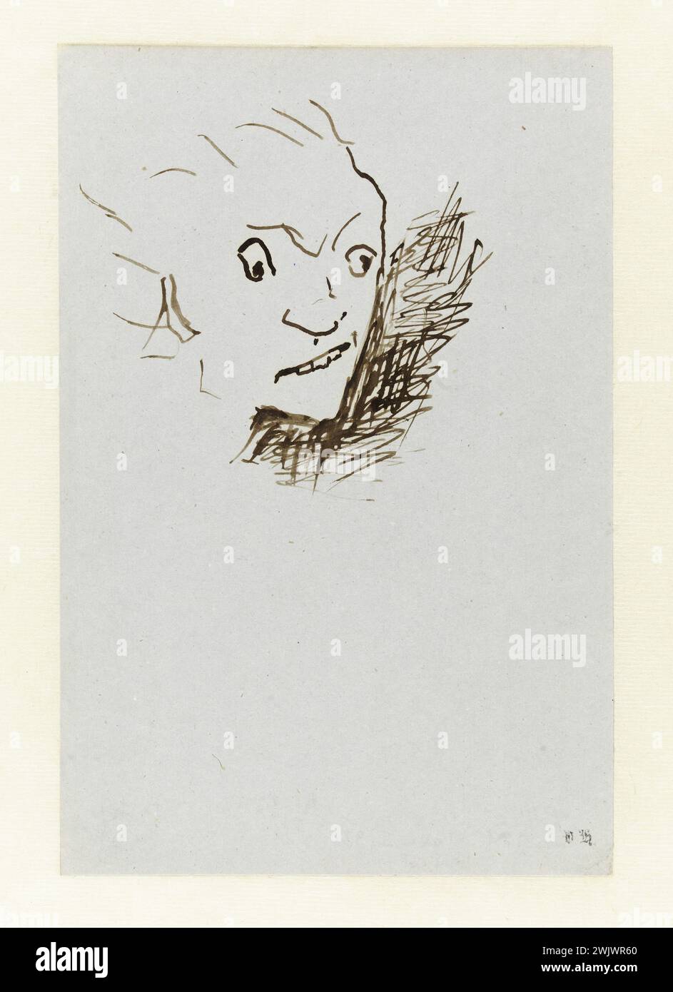 Victor Hugo (1802-1885). "The witch". Brown feather and ink, gray-blue ...