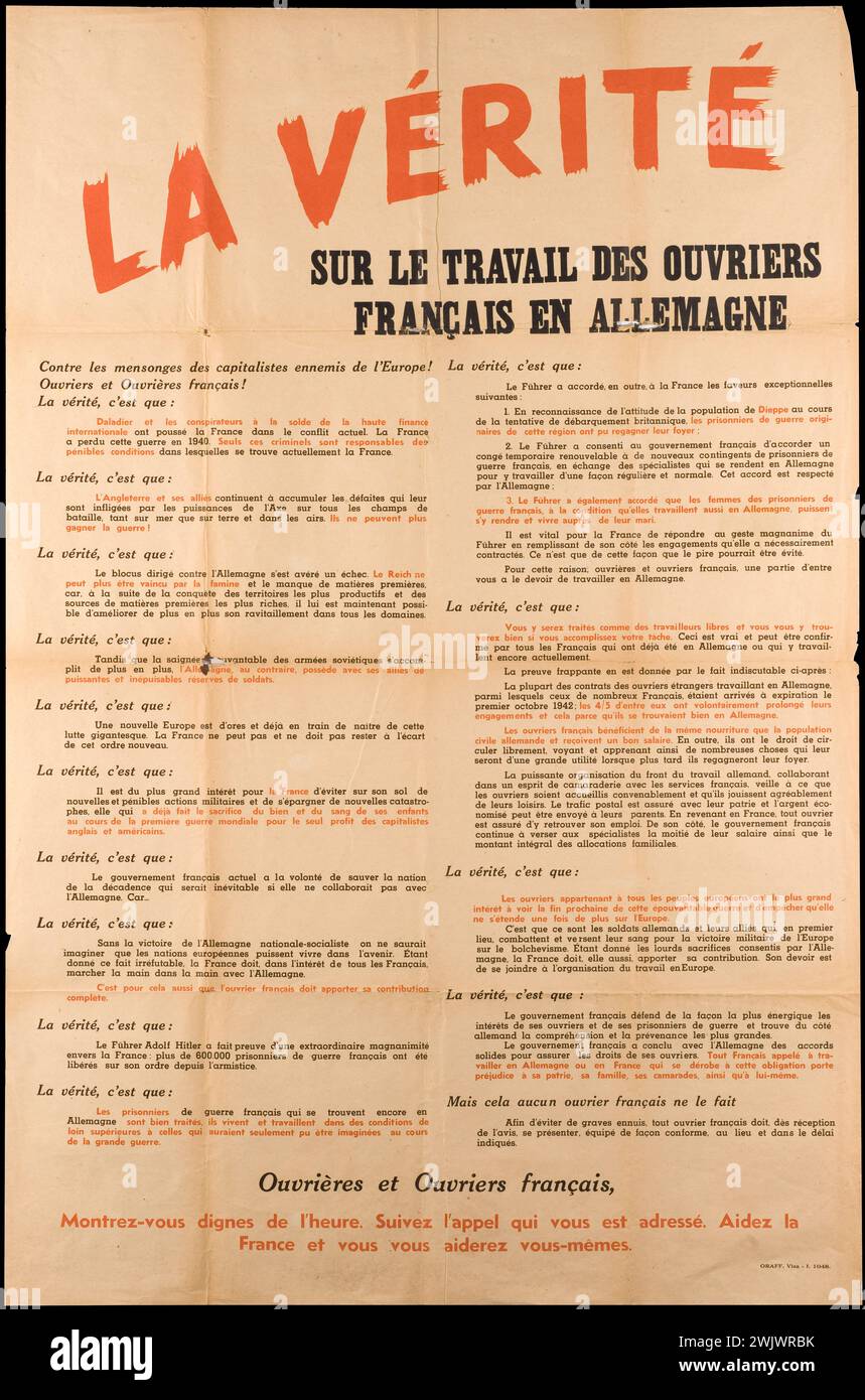 War 1939-1945. "The truth about the work of French workers in Germany ...