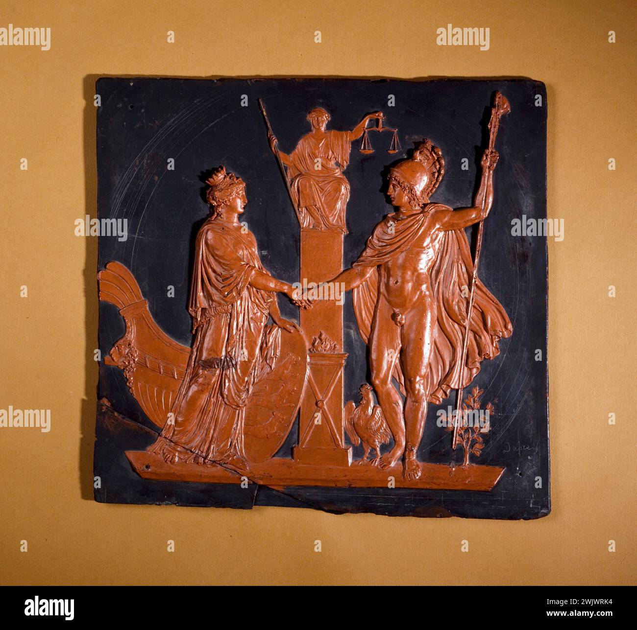 Augustin Dupré (1748-1833). Peace of Amiens (1802); Model. Plate. Red ...