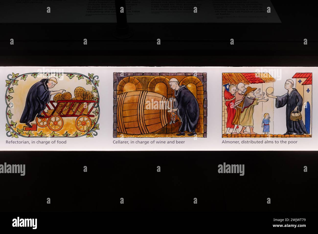 Exhibit showing the everyday lives and jobs of monks in the monastery ...