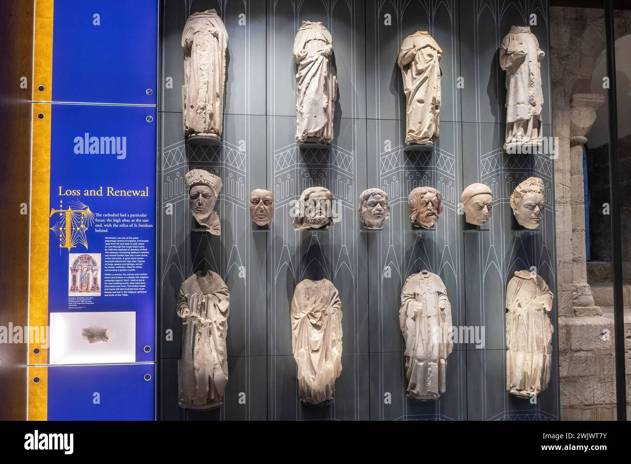 Stone statues formally part of the screen behind the high altar in ...