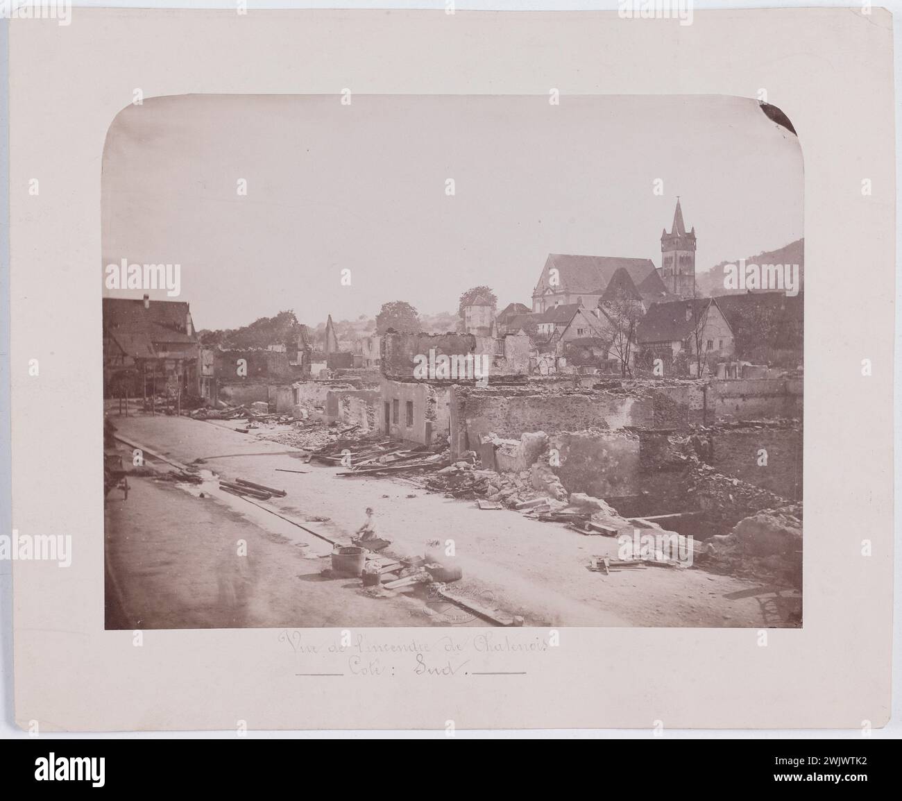 Ziégler, Ernest. "View of the Chatenois fire, south side". Albumin ...