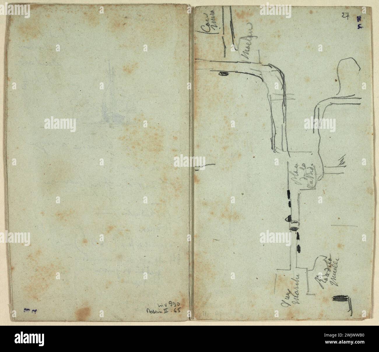 Hugo, Victor (n.1802-02-26-D.1885-05-22), summary plan of Rouen (dummy ...