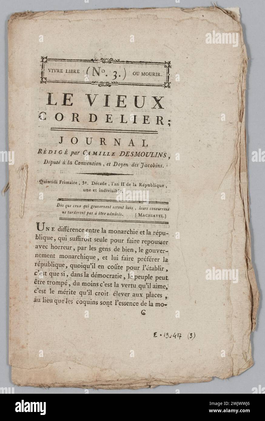 Desmoulins, Camille (n.1760 - D.1794), Le Vieux Cordelier, newspaper ...