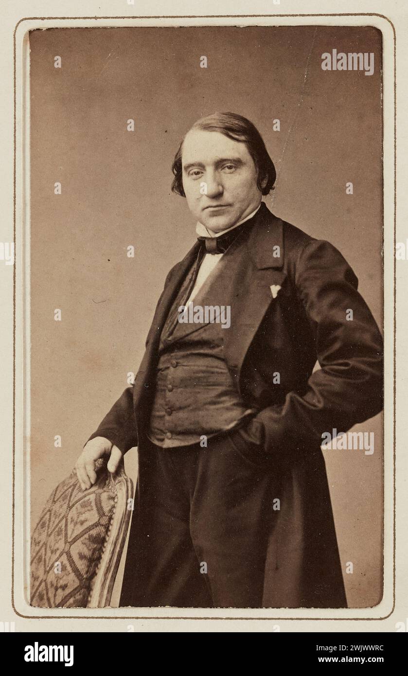 Pierre Petit et fils, Ernest Renan, standing with left hand in the ...