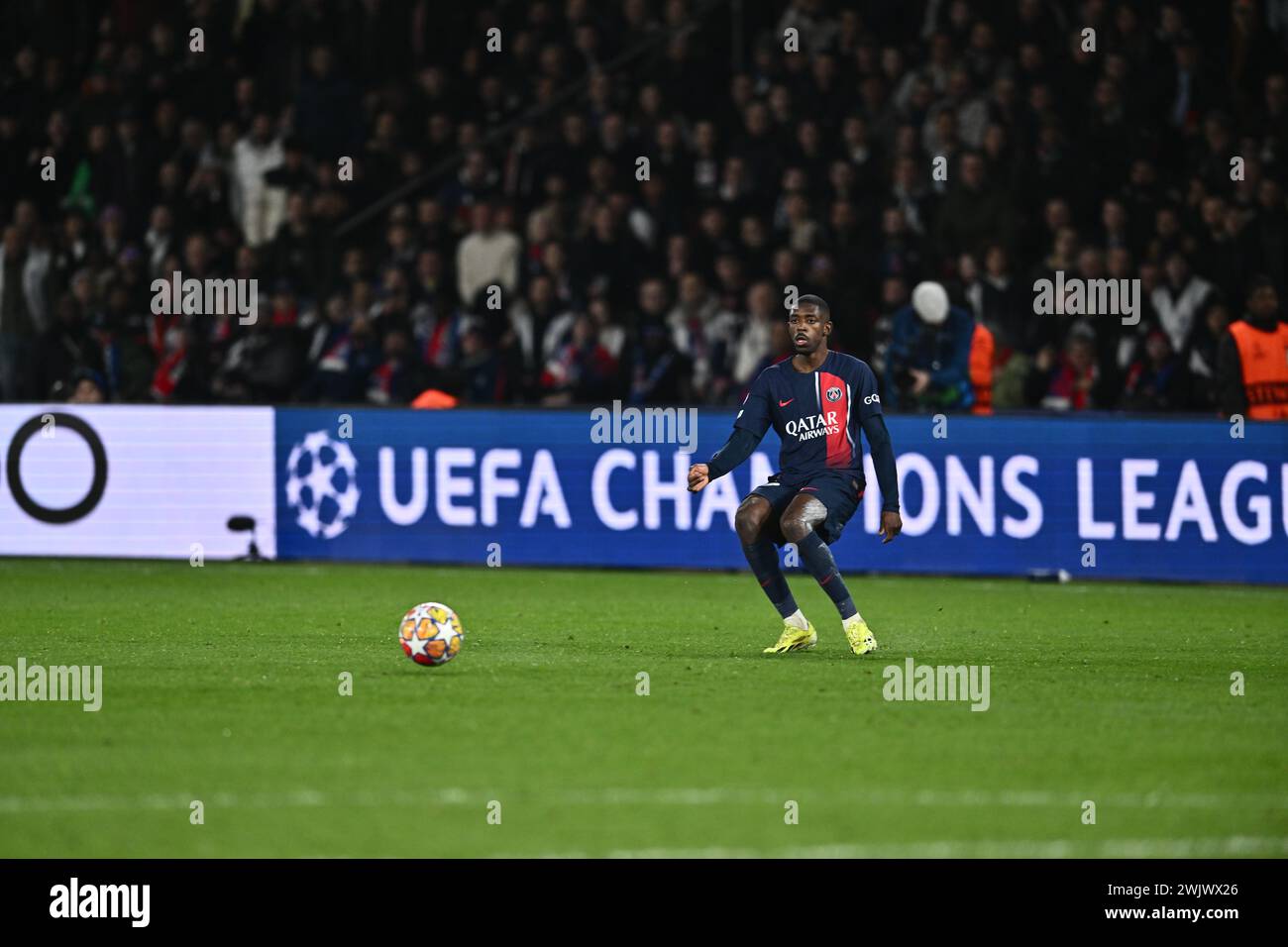 PARIS, FRANCE - FEBRUARY 14: Ousmane Dembele full length body in home ...