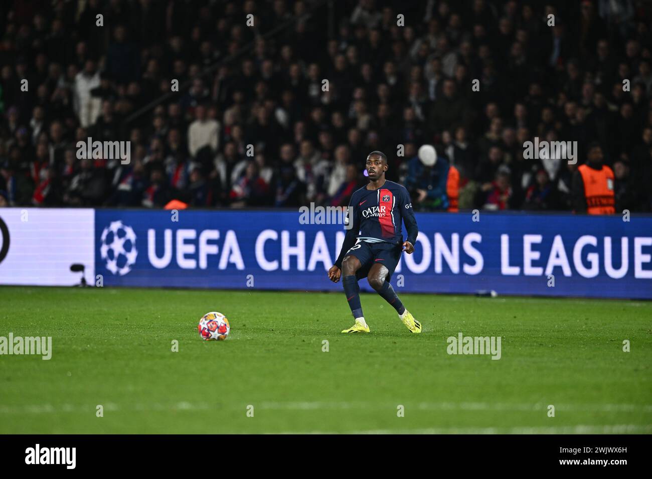PARIS, FRANCE - FEBRUARY 14: Ousmane Dembele full length body in home ...