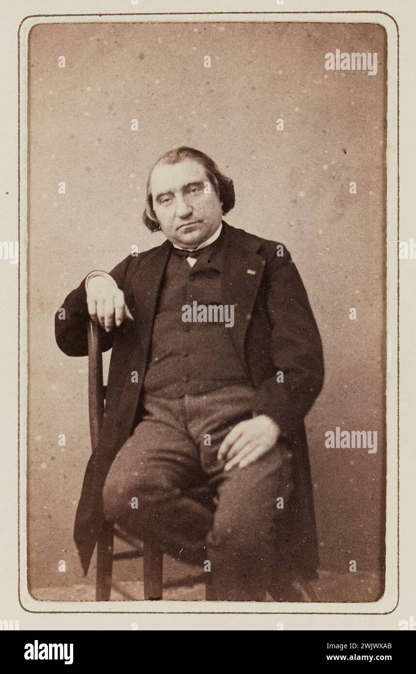 Truchelut, Jean Nicolas (n.1811 - d.), Ernest Renan, seated with right ...