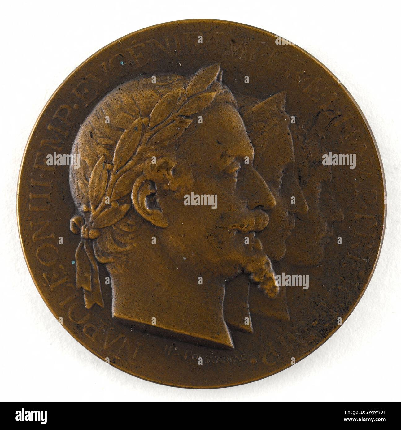 HUBERT PONSCARME (1827-1903). "Avers of medal. The imperial family ...