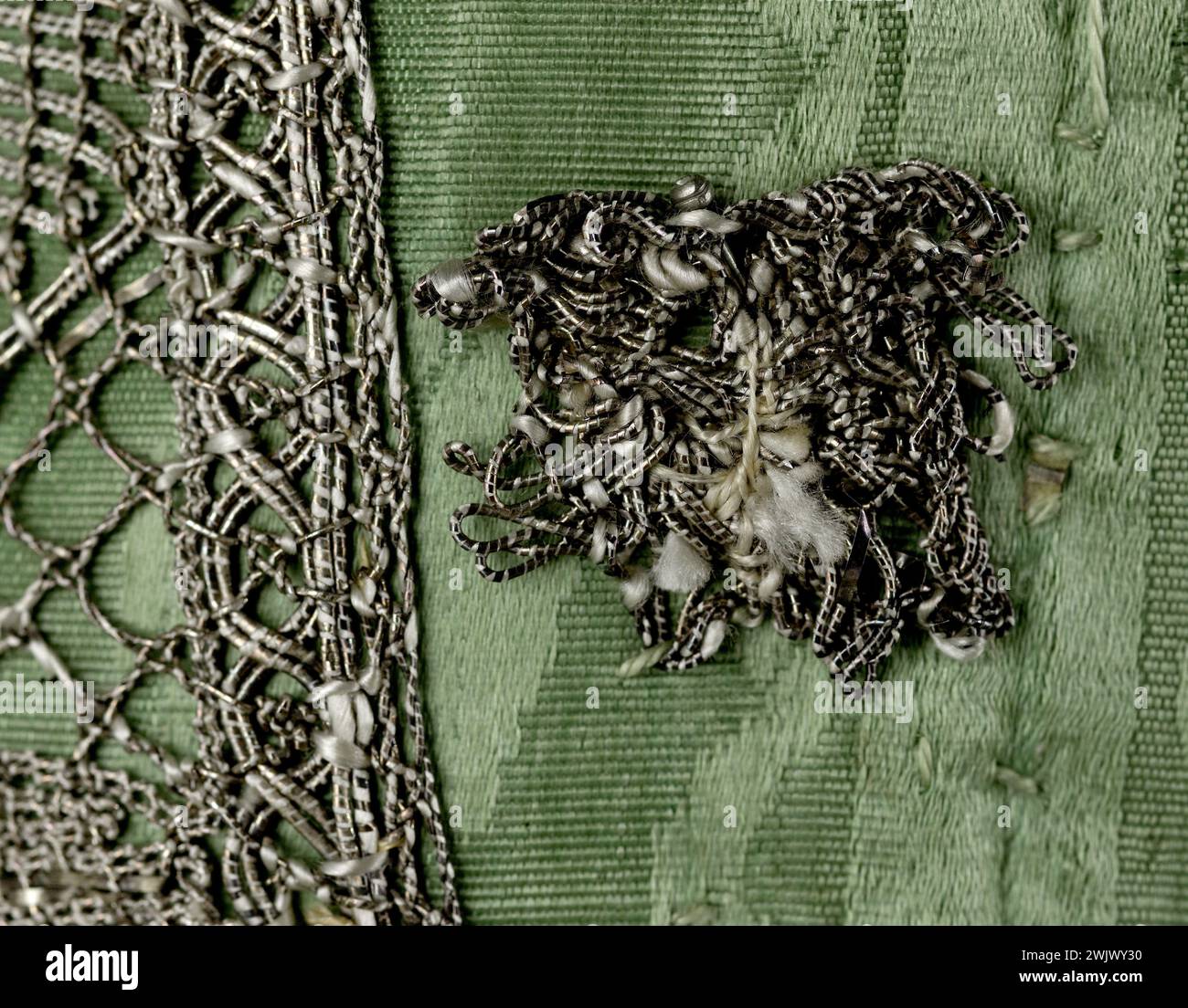 Female statue bodice. Damascus, moiré, silk, green, lining, linen ...