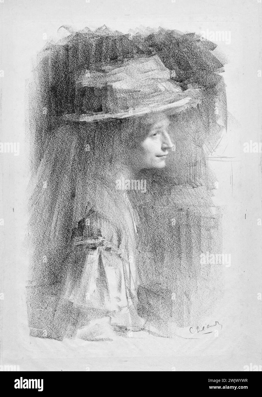 Charles-Lucien Léandre (1862-1930). "Portrait of a young woman". Color ...