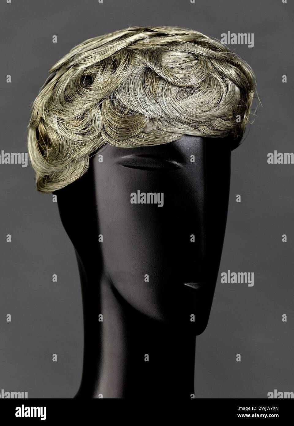 Wig hat. Wig from the Denise Poiret wardrobe, in silver gray crin ...