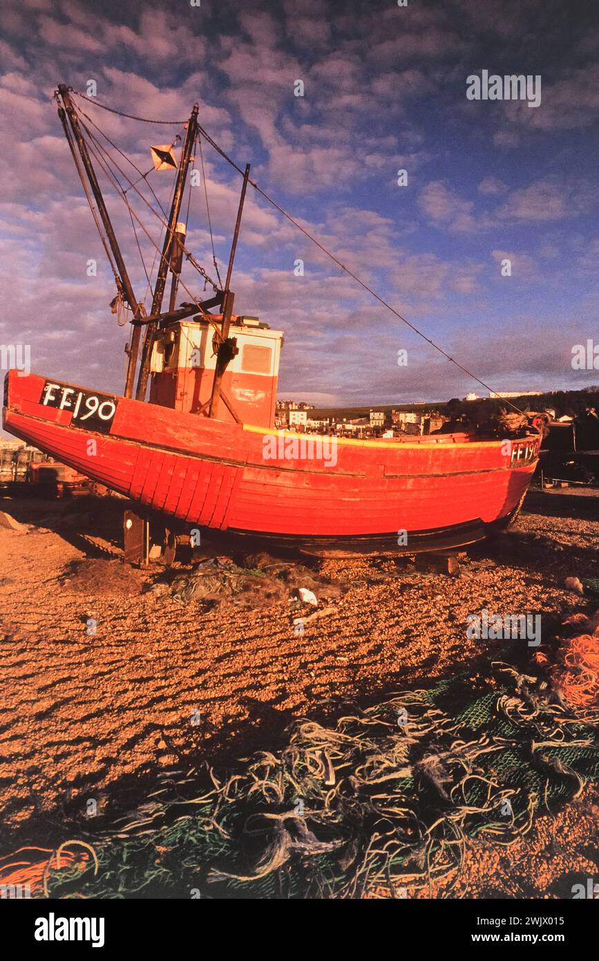 Beached fishing boat. The Stade. Hastings. East Sussex. England Stock ...