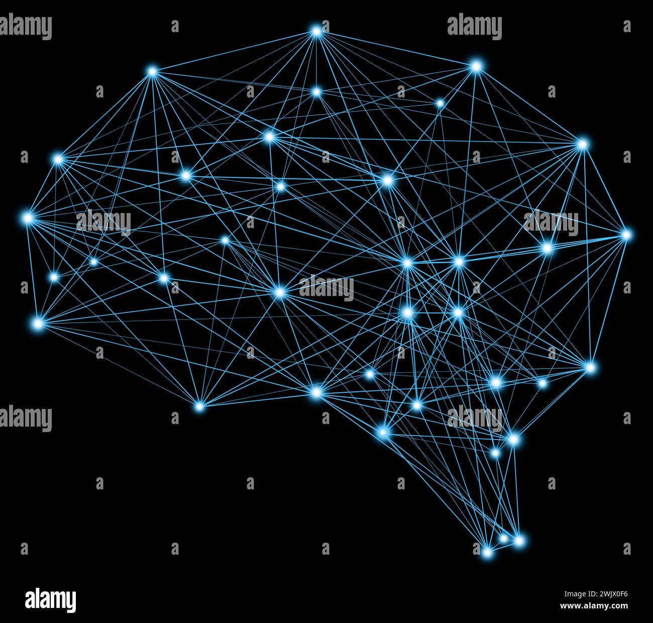 brain with line network dot light artificial intelligence concept Stock ...