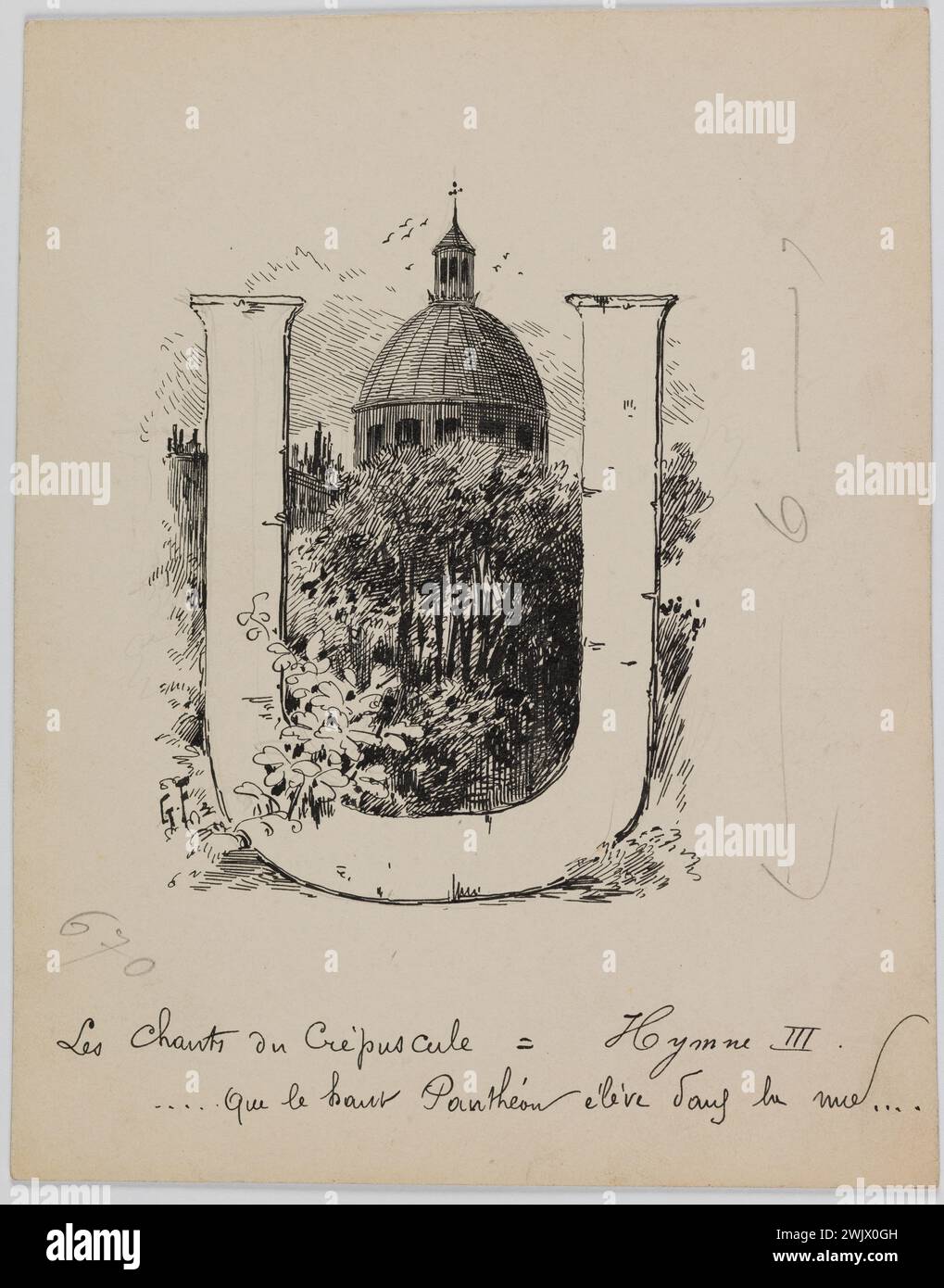 Gustave Fraipont (1849-1923). "Letrine" U "for the chapter" The Pope ...