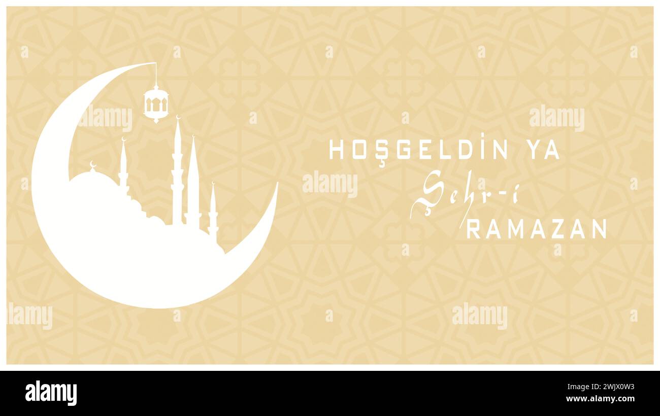 Hos Geldin Ya Sehri Ramazan or Ramadan Kareem. Silhouette of Istanbul ...