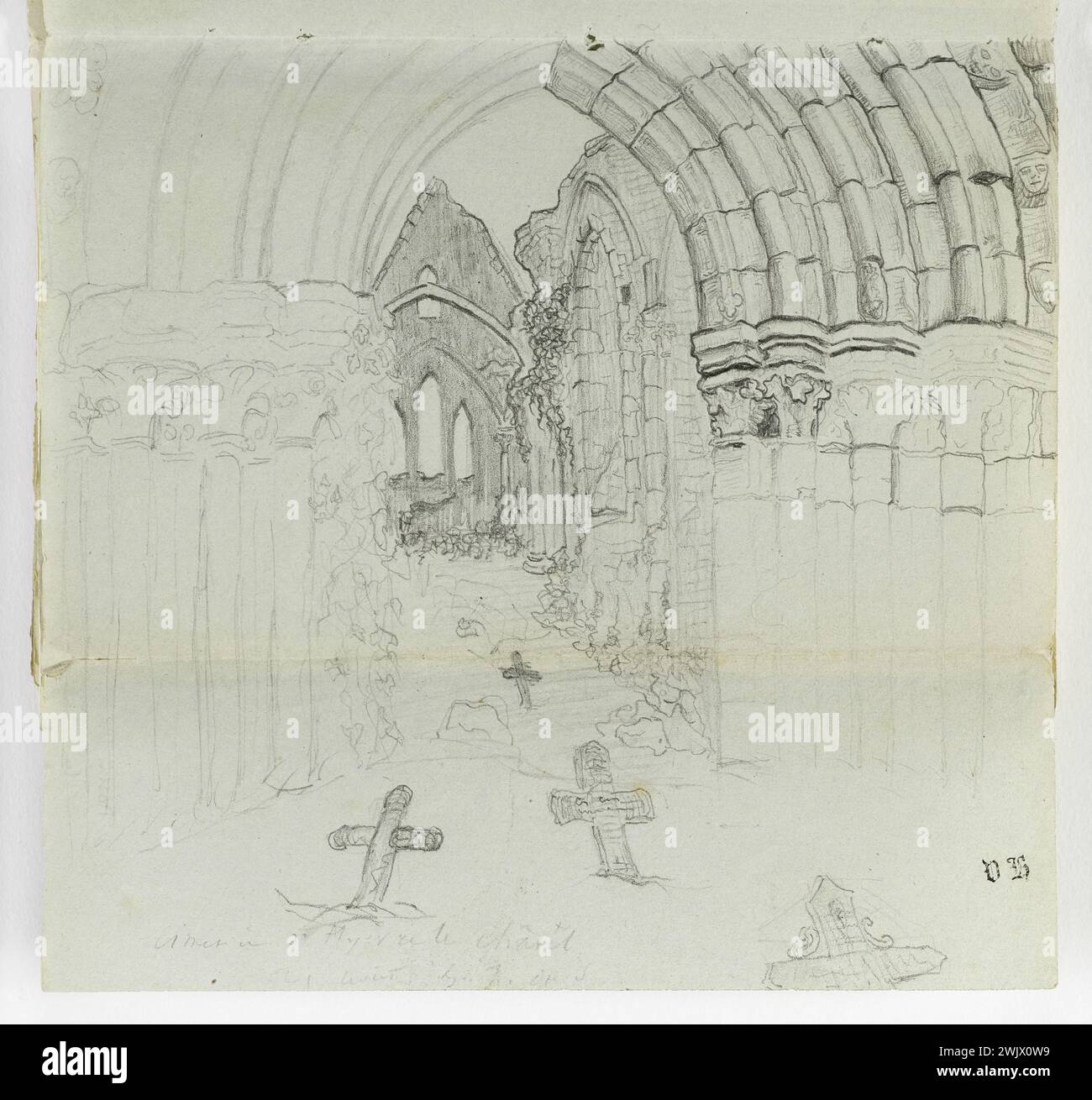 Victor Hugo (1802-1885). "Yèvre-le-Châtel cemetery". Graphite pencil on ...
