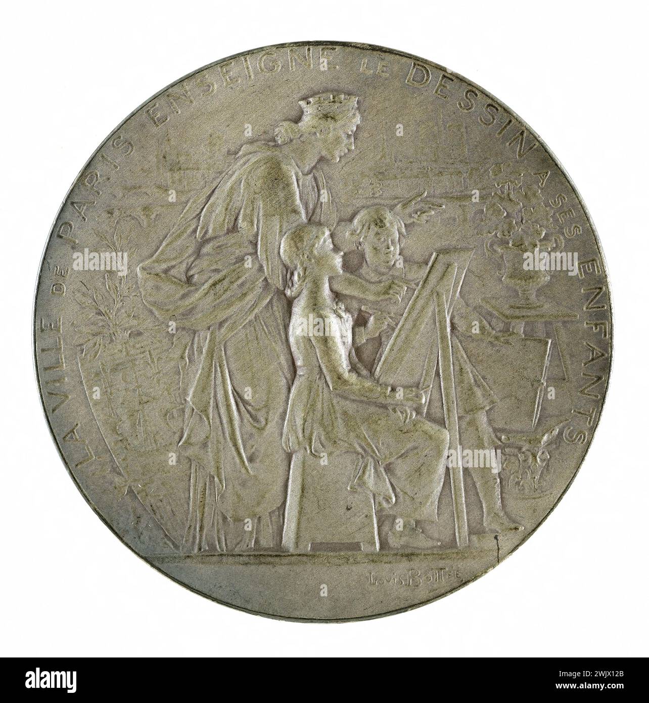 Louis Bottée (1852-1940). Medal. Drawing teaching. Metal, bronze ...