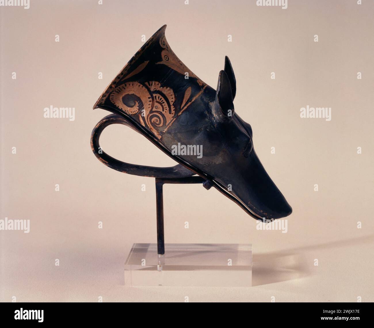 Rhyton in the shape of a greyhound head. Red figures. Lucanie (Italy ...