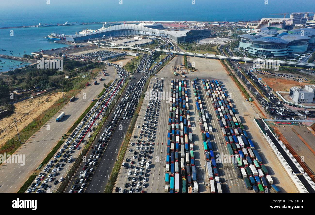 Haikou. 17th Feb, 2024. An aerial drone photo taken on Feb. 17, 2024 ...