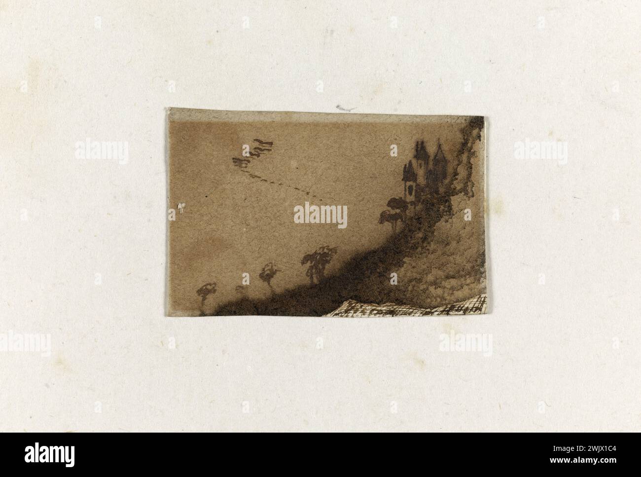 Victor Hugo (1802-1885). Drawing. Plume and brown ink wash, woven paper ...