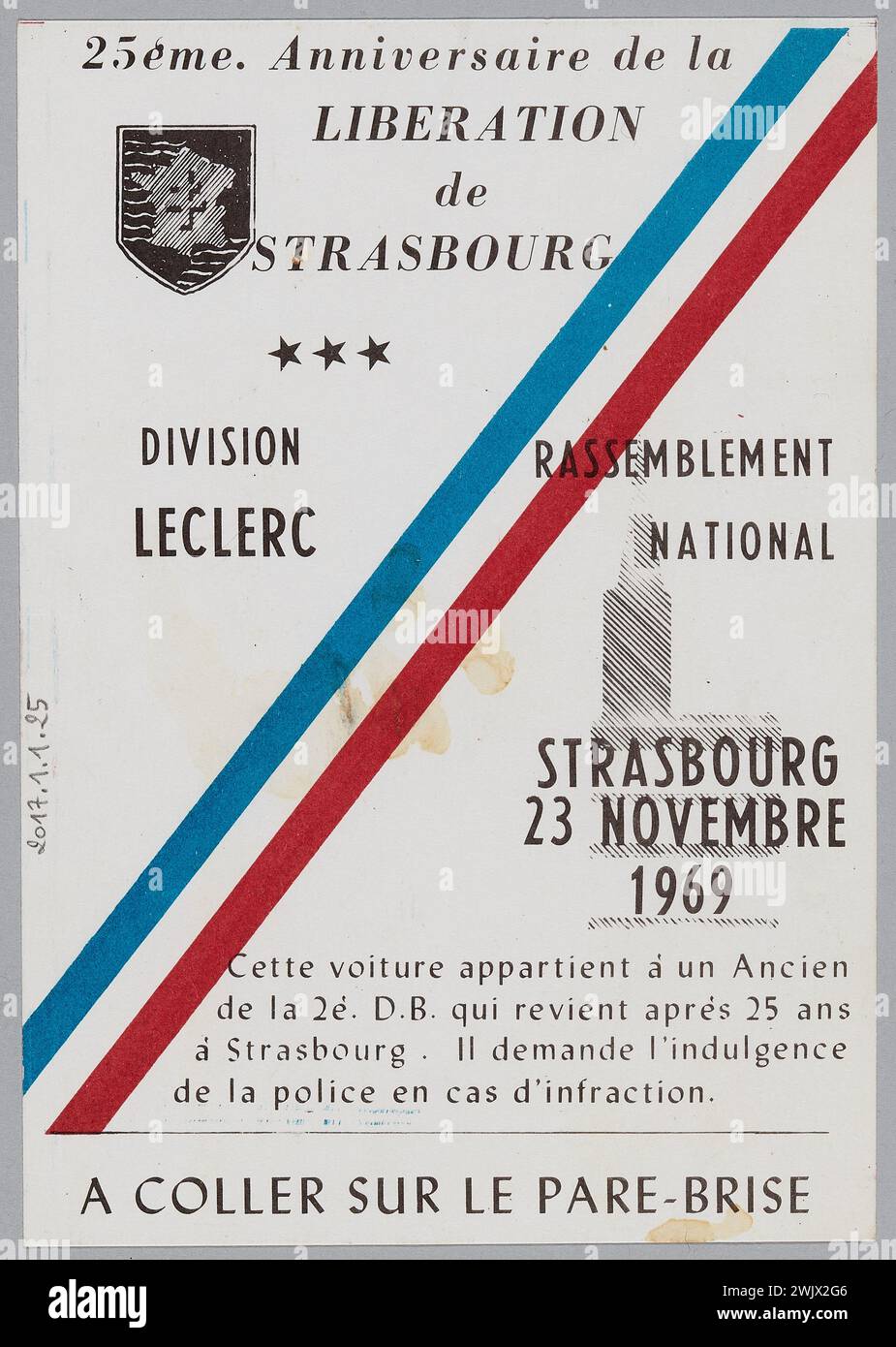 Windshield card of an old man from the 2nd DB for the 25th anniversary ...