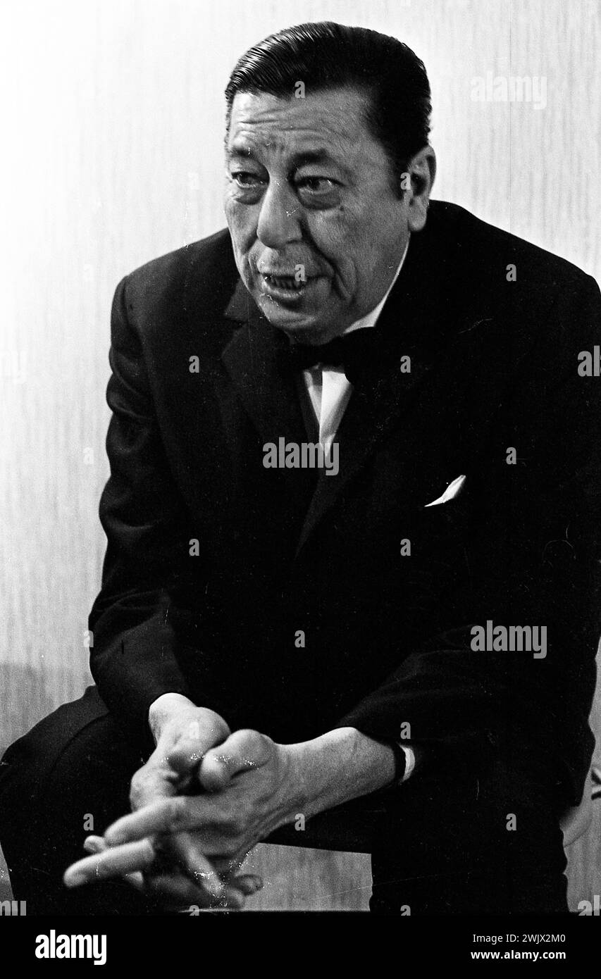 Argentine guitarrist and folklore singer Atahualpa Yupanqui, after a ...