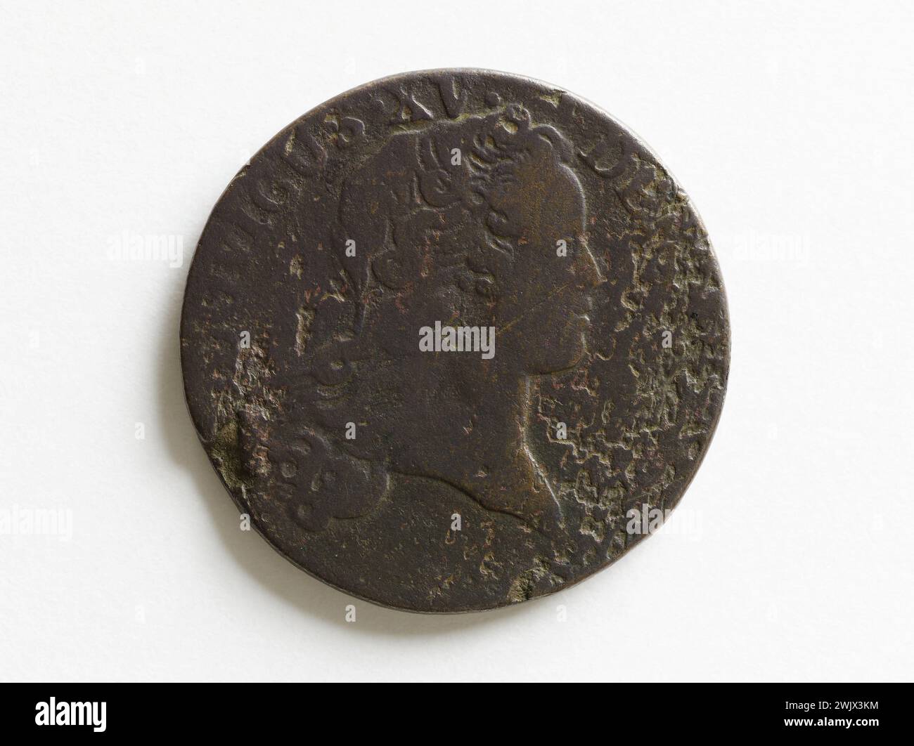 Norbert Roettiers (1666-1727). Sol de Louis XV, 1719-1726. Copper, 1719 ...