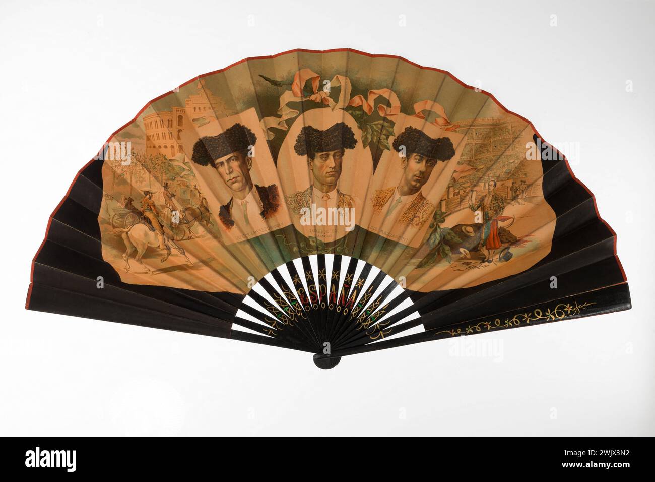 EVENTAIL. "Portraits of the roasts", Spain, late 19th century. Paper ...