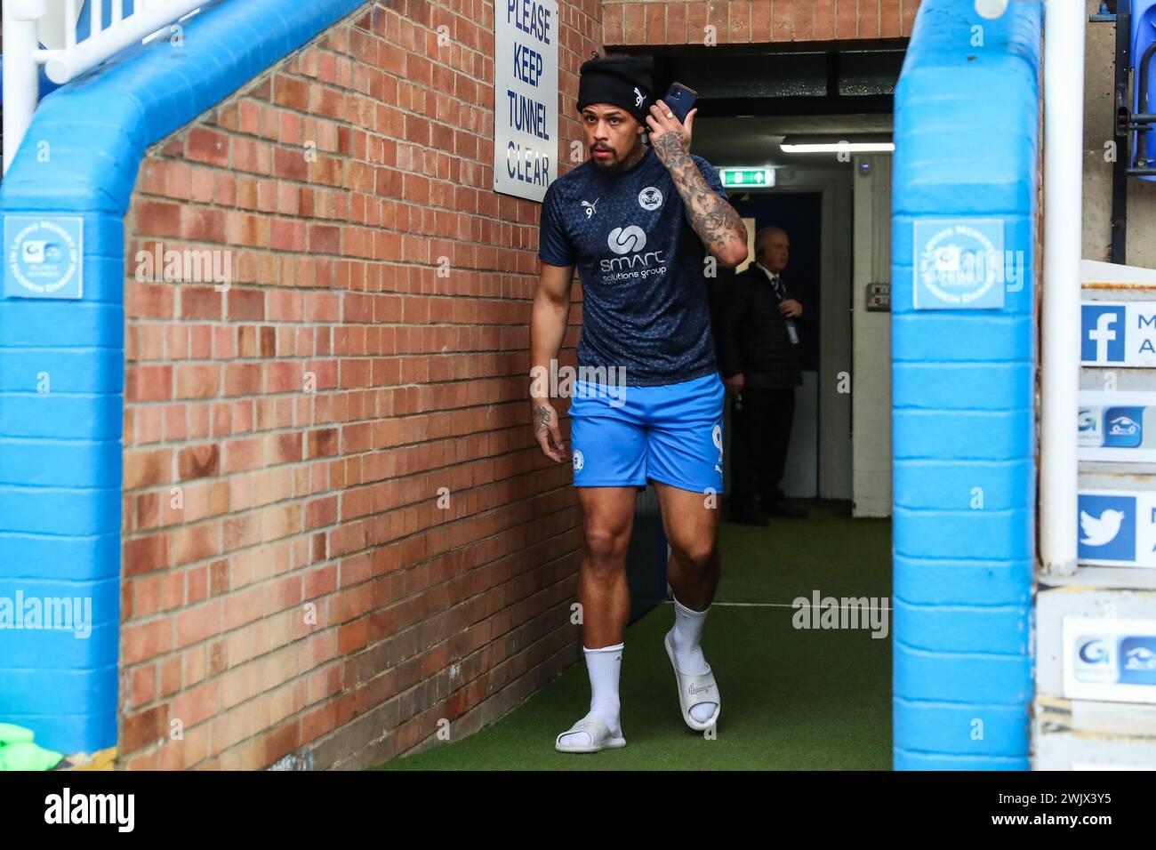 Jonson Clarke-Harris of Peterborough United arrives ahead of the Sky ...