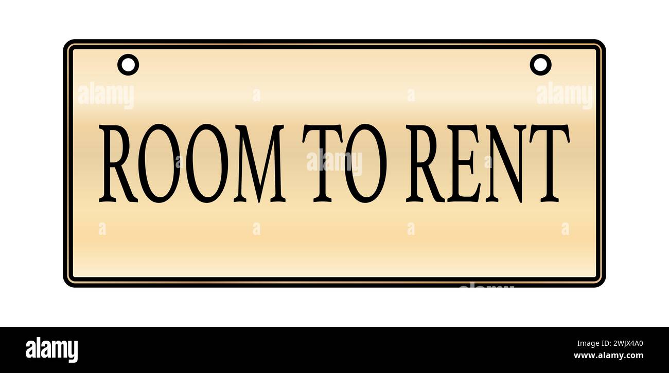 Room to rent plaque in woodgrain with fixing holes over a white ...