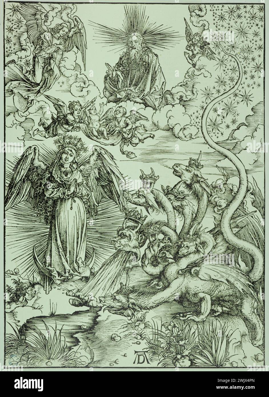 Albrecht Dürer (1471-1528). "The apocalypse woman and the seven head ...