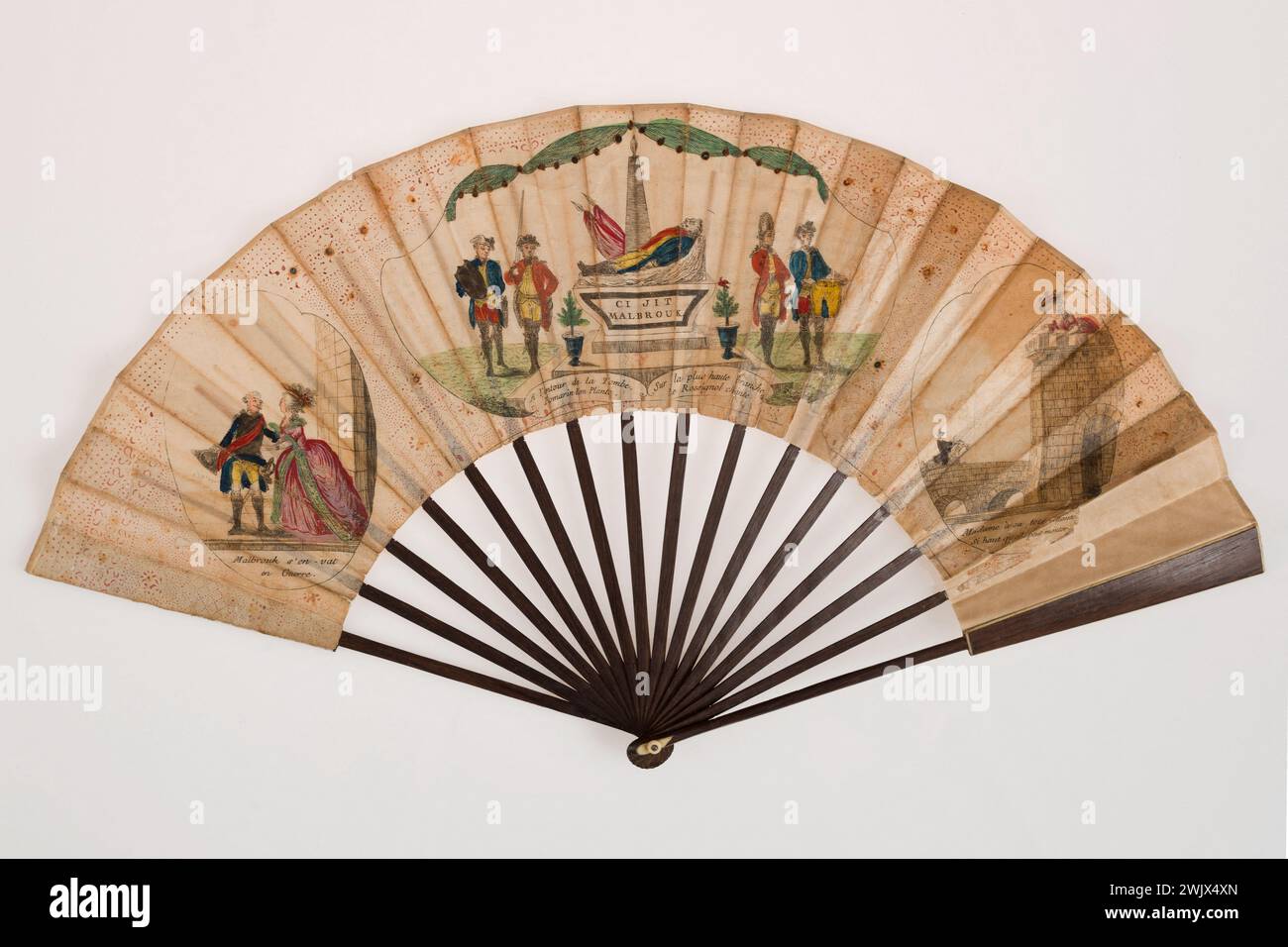 Eventail: "Ci Git Malbrouk", the tomb surrounded by the 4 officers ...